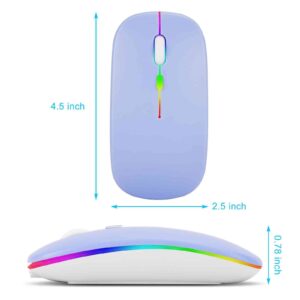 UrbanX 2.4GHz & Bluetooth Mouse, Rechargeable Wireless Mouse for Infinix Hot 11 Bluetooth Wireless Mouse for Laptop/PC/Mac/Computer/Tablet/Android RGB LED Lavender Purple