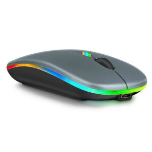 urbanx 2.4ghz & bluetooth mouse, rechargeable wireless mouse for vivo y11s bluetooth wireless mouse for laptop/pc/mac/computer/tablet/android rgb led titanium