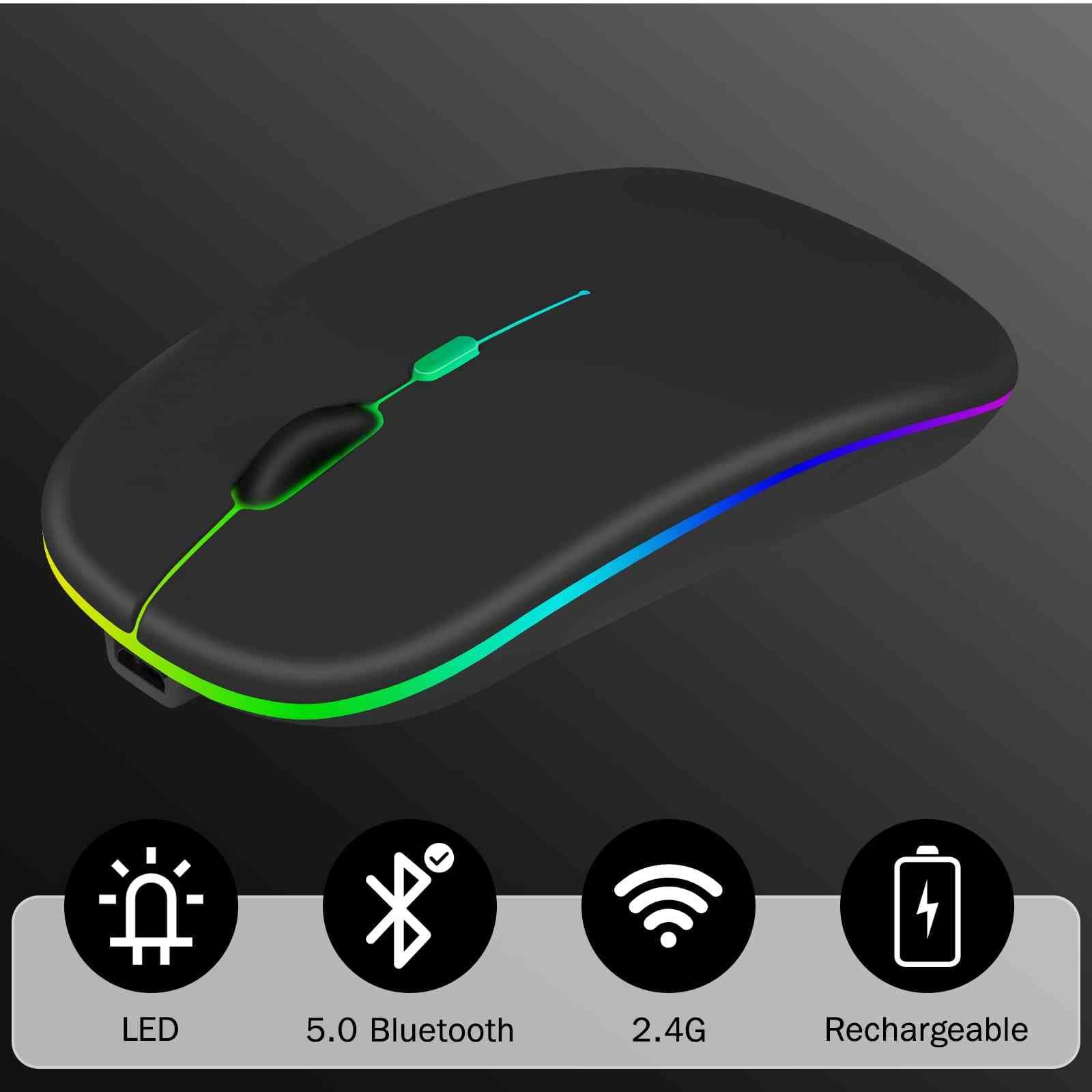 UrbanX 2.4GHz & Bluetooth Mouse, Rechargeable Wireless Mouse for OnePlus 9RT 5G Bluetooth Wireless Mouse for Laptop/PC/Mac/Computer/Tablet/Android RGB LED Turquoise