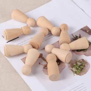 Gadpiparty Unfinished Natural Wooden Peg Dolls Peg People, Doll Bodies, Wooden Figures, Decorative Peg Doll People for DIY Graffiti Painting Handicrafts Wooden Peg Games