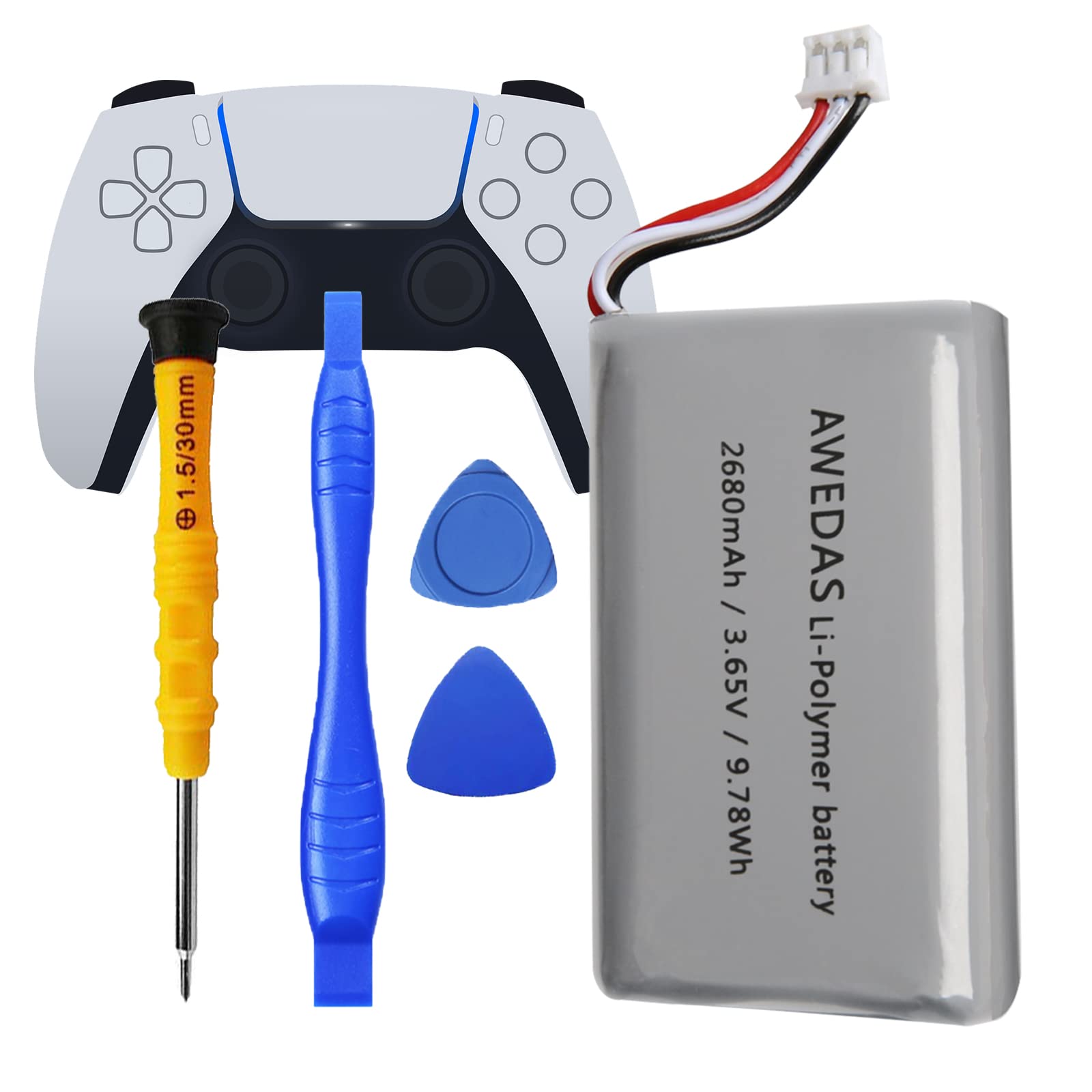 AWEDAS 2680mAh High Capacity Rechargeable Battery LIP1708 Compatible with PS5 Controller for Sony PlayStation 5 PS5 CFI-1015A CFI-1015B CF1-1115A CFI-ZCT1W DualSense PS5 Controller Battery