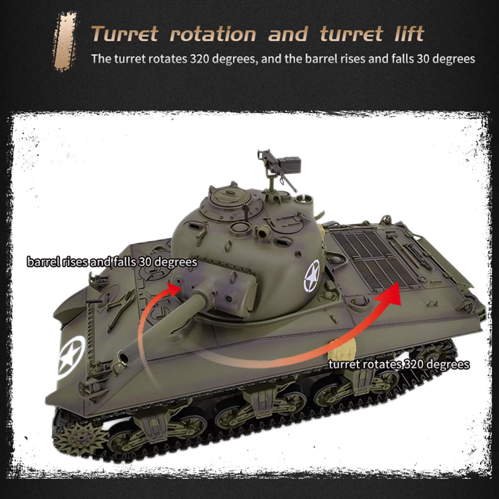 Adepe RC Tanks 1/16 Army Tank Toys Remote Control Vehicles with Sound Smoke RC Military Toys Working 30min for Kids Boys Girls Christmas Surprise Gift RTR