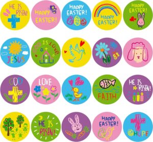 haooryx 600pcs religious bible stickers for kid cartoon catholic child drawn christian religious sticker jesus he is risen sticker spring scripture faith sticker for sunday school party art craft