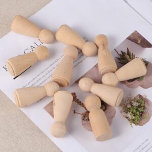 Gadpiparty Unfinished Natural Wooden Peg Dolls Peg People, Doll Bodies, Wooden Figures, Decorative Peg Doll People for DIY Graffiti Painting Handicrafts Wooden Peg Games