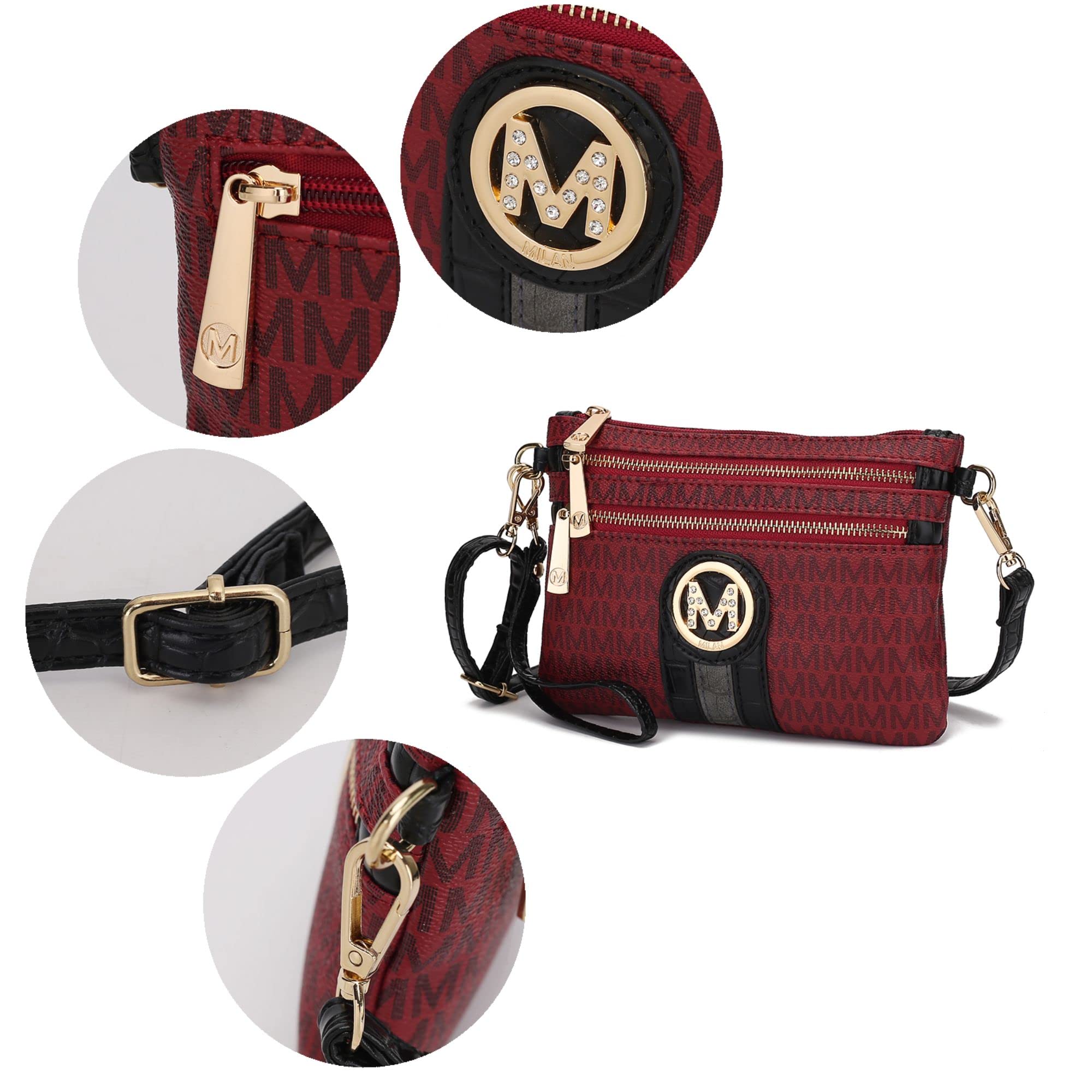 MKF Collection Women Crossbody Bag, Adjustable Strap Small WristletHandbag Shoulder Bag By Mia K