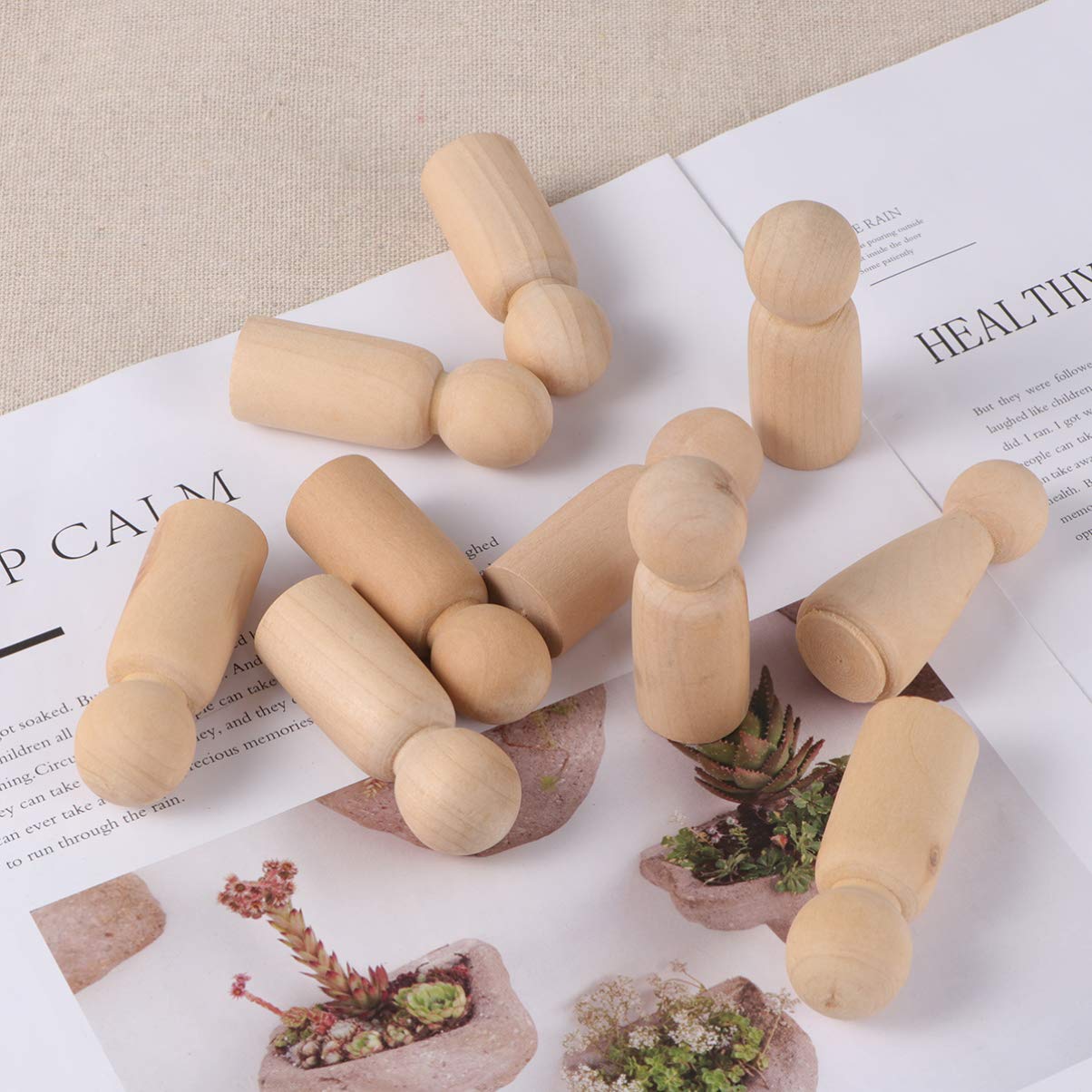 Gadpiparty Unfinished Natural Wooden Peg Dolls Peg People, Doll Bodies, Wooden Figures, Decorative Peg Doll People for DIY Graffiti Painting Handicrafts Wooden Peg Games