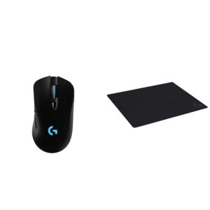 logitech g703 lightspeed wireless gaming mouse rubber side grips - black logitech g640 large cloth gaming mouse pad, optimized for gaming sensors, mac and pc gaming accessories, 460 x 600 x 3 mm