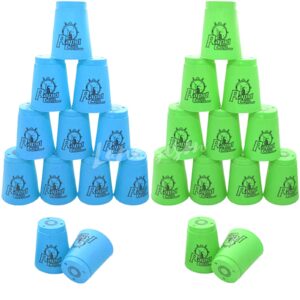 lancisism 24pcs quick stacking cups, sports cup stacking set, classic family game, idea for challenge competition game training (blue & green)