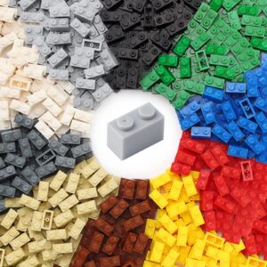 feleph 1x2 bricks bulk 450 pieces multicolored classic basic parts building creative play set blocks toy accessories compatible with 3004 major brands (10 mixed color)…