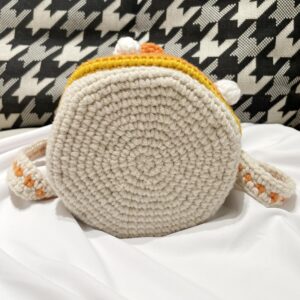 XIAYUPAGU Handmade Knitted Purse Wool Knitted Mushroom Shoulder Bag for Women Crossbody Bucket Bag with Drawstring (Orange)