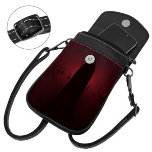 Small Crossbody Bags Black Cloaked Seductive Vampire Devil Leather Cell Phone Purse Wallet for Women Teen Girl