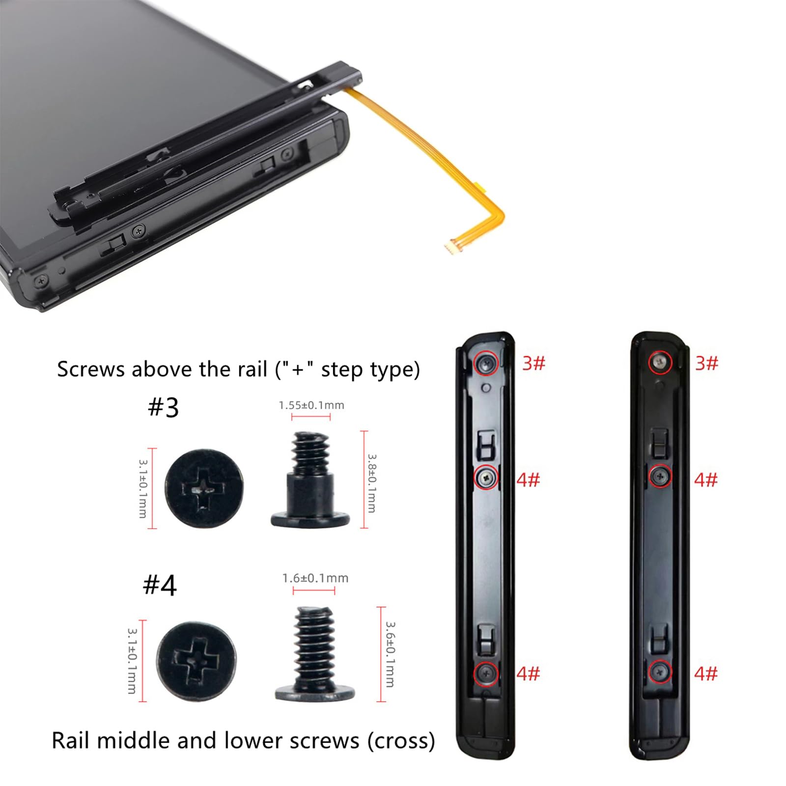 Onyehn Original Right and Left Slide Rail Replacement,Replace Broken/Worn Slider Rails for Nintendo Switch OLED HEG-001 Console