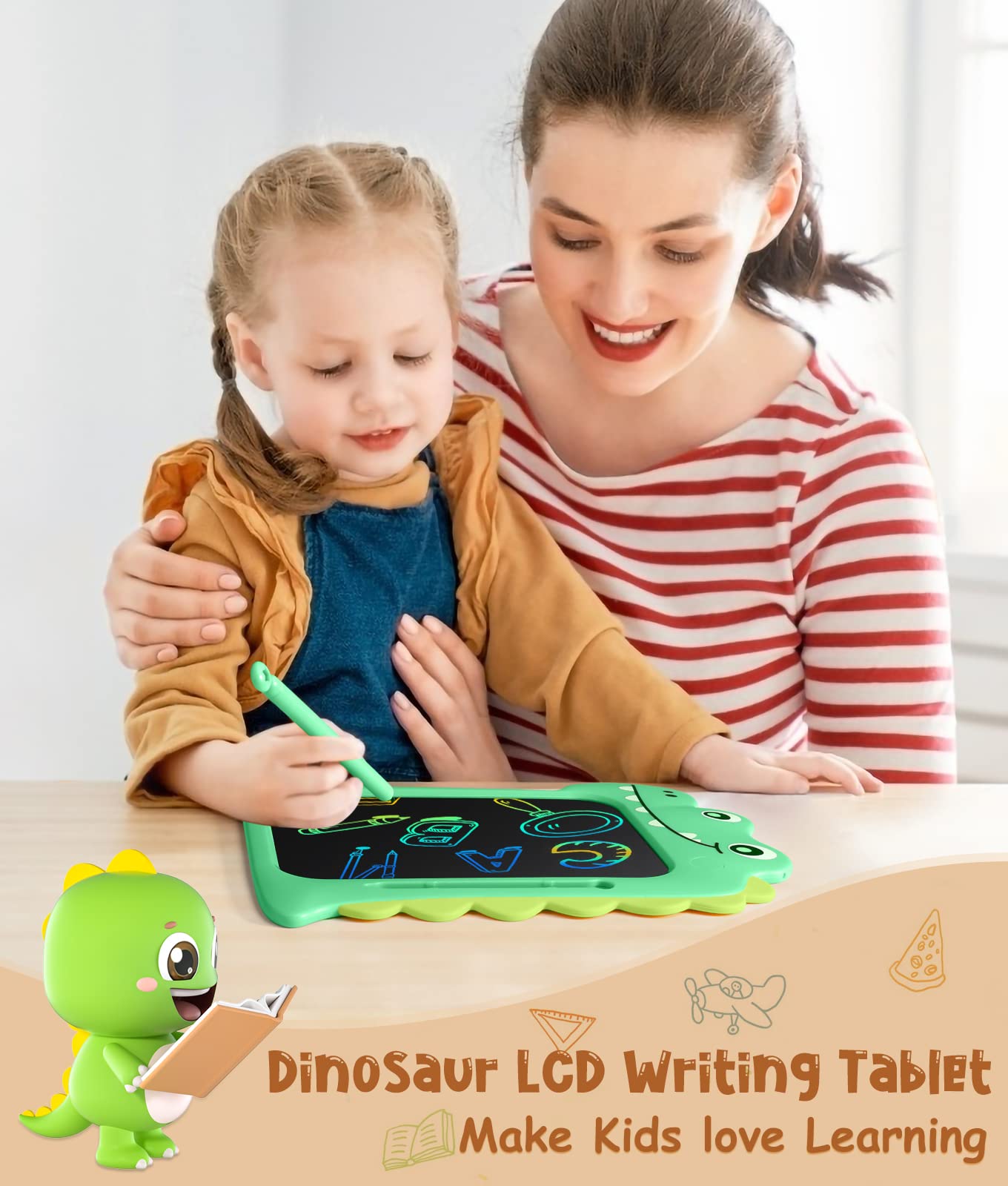 LCD Writing Tablet for Kids, Drawing Tablet Doodle Board Toddler Toys, Dinosaur Toys Tablet for Boys Girls 3 4 5 6 7 8 Years Old, Birthday Gift Doodle Drawing Writing Pad Education Learning Toys