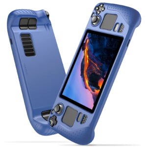 fintie silicone case for steam deck - soft [anti-slip] [shockproof] protective cover, drop protection case for steam deck (navy)