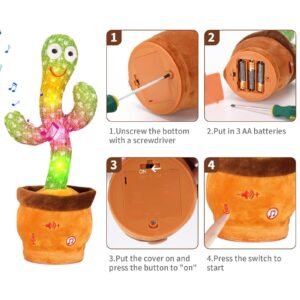 Dancing Cactus, Talking Cactus Toy, Dancing Cactus Mimicking Toy, Repeating and Recording What You Say, Cactus Baby Toy with LED, Repeat, Dance, Record (Dancing Cactus Recording + Song + Volume)