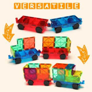 Gemmicc 2 PCS Magnetic Car Set,Magnet Construction Vehicle,Magnet Car Truck Compatible with Magnetic Tiles,STEM Educational Toys for Boys and Girls