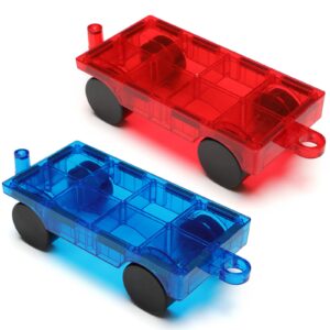 gemmicc 2 pcs magnetic car set,magnet construction vehicle,magnet car truck compatible with magnetic tiles,stem educational toys for boys and girls