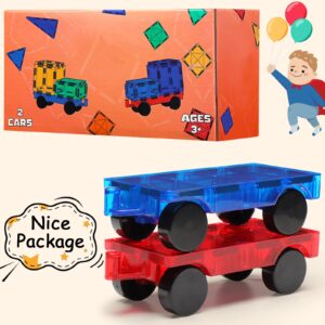 Gemmicc 2 PCS Magnetic Car Set,Magnet Construction Vehicle,Magnet Car Truck Compatible with Magnetic Tiles,STEM Educational Toys for Boys and Girls