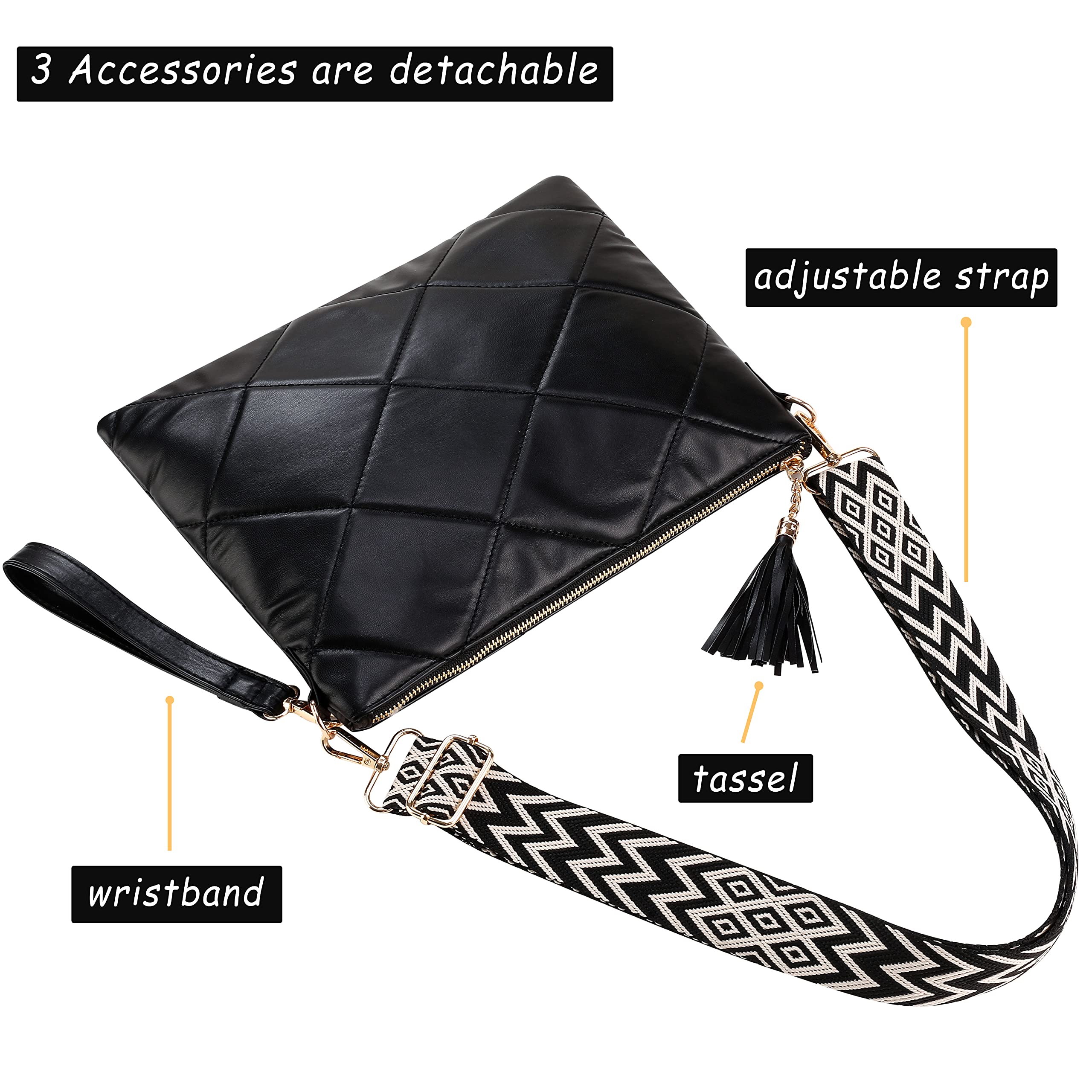 TopTTanBo Lightweight Crossbody Purses for Women Wristlet Shoulder Bag with Tassel Women's Crossbody Handbags (black)