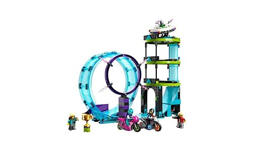 LEGO City Stuntz Ultimate Stunt Riders Challenge 60361, 3in1 Stunts for 1 or 2 Player Action, with 2 Flywheel-Powered Toy Motorcycles for Kids, 2023 Set