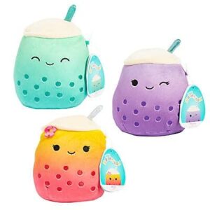 squishmallows,kellytoy bubble tea 5'' bergit poplina jakarria plush doll (set of 3)