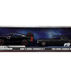 Fast & Furious 1:32 Dom's Dodge Charger & 1968 Dodge Charger Widebody Die-cast Car Twin Pack, Toys for Kids and Adults