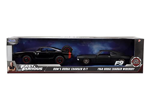 Fast & Furious 1:32 Dom's Dodge Charger & 1968 Dodge Charger Widebody Die-cast Car Twin Pack, Toys for Kids and Adults