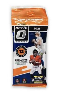 2021 panini donruss optic football jumbo cello pack (green velocity parallels!) - 12 trading cards per pack