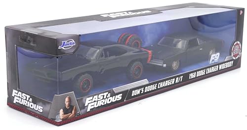 Fast & Furious 1:32 Dom's Dodge Charger & 1968 Dodge Charger Widebody Die-cast Car Twin Pack, Toys for Kids and Adults