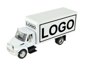 toy trucks, corporate gift, personalized gift, diecast truck, your logo, international 4200 box truck, semi truck