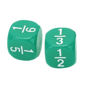 RiToEasysports Fraction Dice, 20Pcs Multi Faceted Math Fraction Dices Fraction Dice Class Set Table Game Accessories for Kids Math Practice (Green)