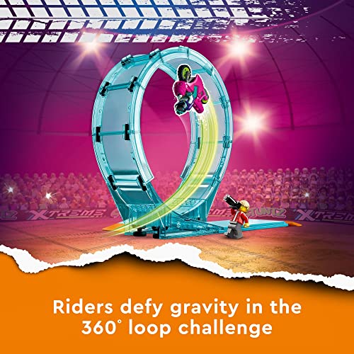 LEGO City Stuntz Ultimate Stunt Riders Challenge 60361, 3in1 Stunts for 1 or 2 Player Action, with 2 Flywheel-Powered Toy Motorcycles for Kids, 2023 Set