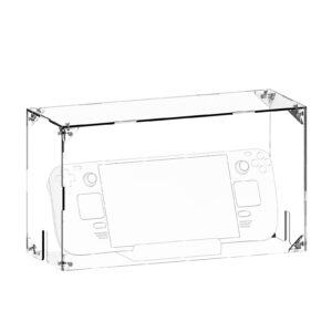 geekria acrylic dust cover transparent dust guard compatible with steam deck charging dock, anti scratch waterproof protective clear acrylic cover sleeve display box