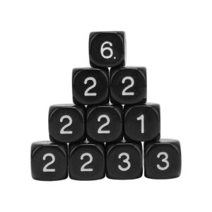 6 sided polyhedral dice set, 20pcs 6 sided number dice plastic 16mm round corner dice set for numeral teaching board games (black)