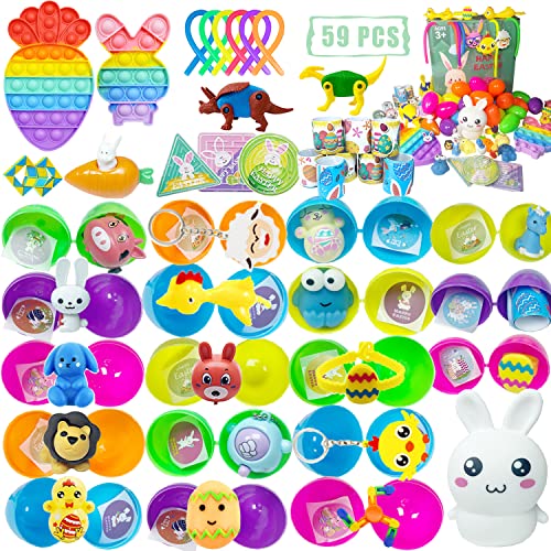 SQZUWIT 59pcs Easter Egg Fillers, Easter Egg Stuffers, Small Miny Toys for Party Favors Assortment for Kids Girls Boys Easter Basket Stuffers Gifts, Easter Eggs Hunt, Pinata Filler