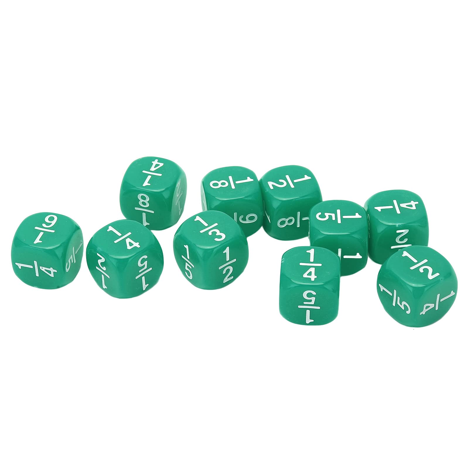 RiToEasysports Fraction Dice, 20Pcs Multi Faceted Math Fraction Dices Fraction Dice Class Set Table Game Accessories for Kids Math Practice (Green)