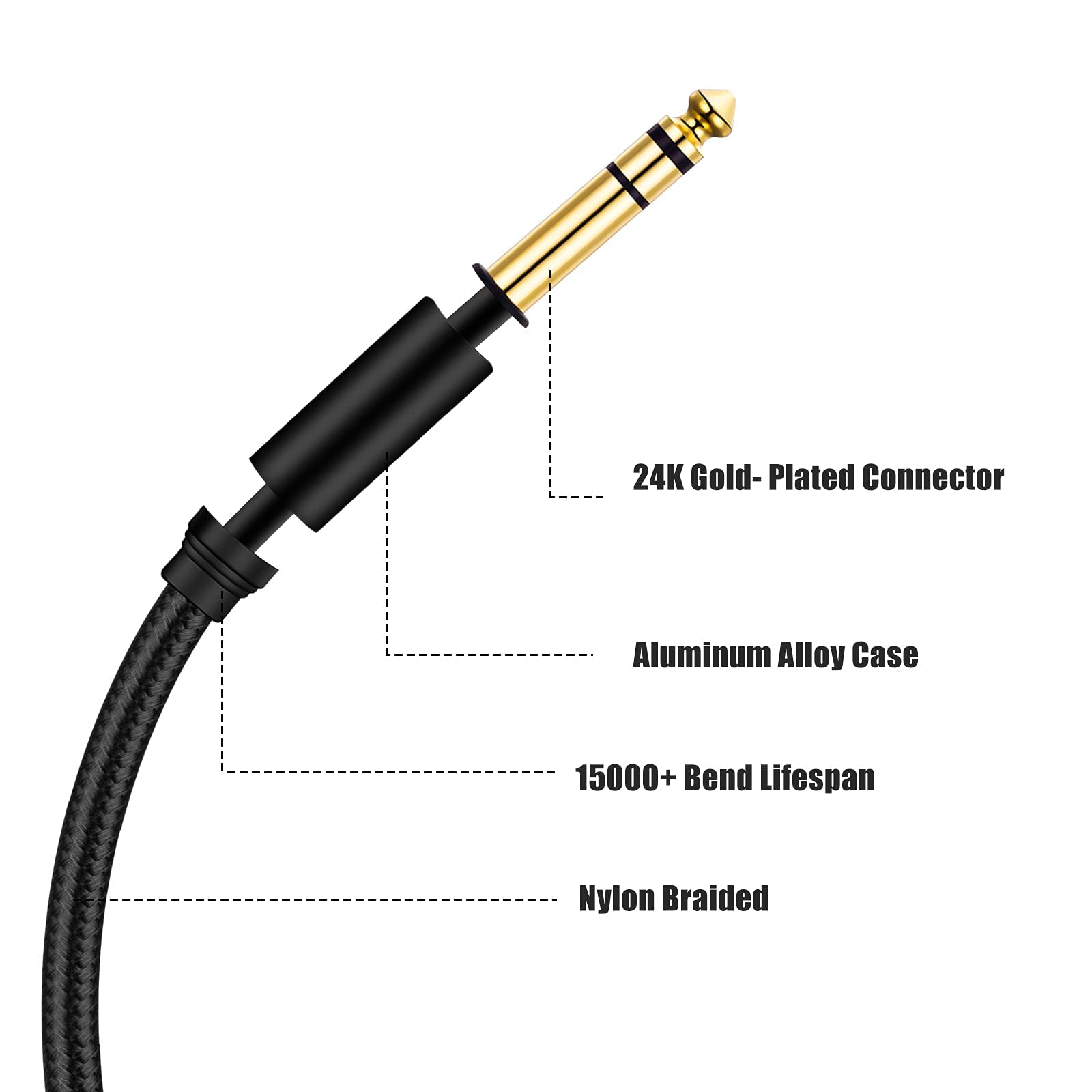 1/4 Inch TRS Instrument Cable 3Ft 2pack,BELIPRO 6.35mm TRS to 6.35mm TRS Stereo Audio Cable Male to Male Right-Angle-to-Straight for Electric Guitar, Bass, Keyboard,Mixer,Amplifier,Speaker,Equalizer…