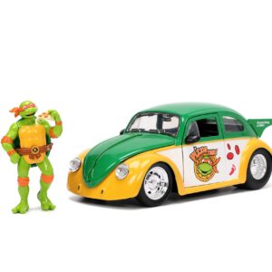 Jada Teenage Mutant Ninja Turtles 1:24 1959 Volkswagen Drag Beetle Die-cast Car & 2.75" Michelangelo Figure, Toys for Kids and Adults (33741)