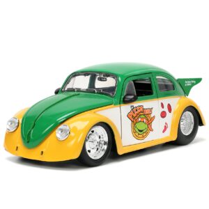 Jada Teenage Mutant Ninja Turtles 1:24 1959 Volkswagen Drag Beetle Die-cast Car & 2.75" Michelangelo Figure, Toys for Kids and Adults (33741)