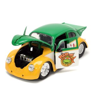 Jada Teenage Mutant Ninja Turtles 1:24 1959 Volkswagen Drag Beetle Die-cast Car & 2.75" Michelangelo Figure, Toys for Kids and Adults (33741)