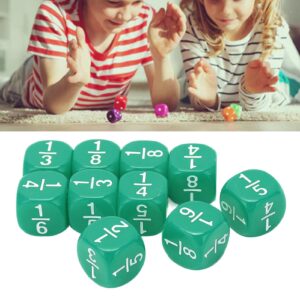 RiToEasysports Fraction Dice, 20Pcs Multi Faceted Math Fraction Dices Fraction Dice Class Set Table Game Accessories for Kids Math Practice (Green)