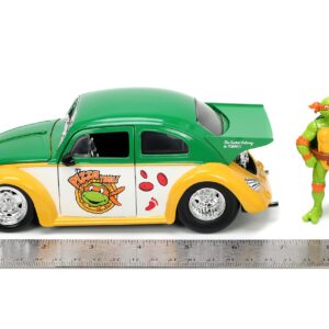 Jada Teenage Mutant Ninja Turtles 1:24 1959 Volkswagen Drag Beetle Die-cast Car & 2.75" Michelangelo Figure, Toys for Kids and Adults (33741)