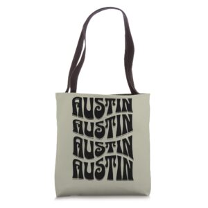 austin texas retro 60s 70s style design tote bag