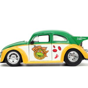 Jada Teenage Mutant Ninja Turtles 1:24 1959 Volkswagen Drag Beetle Die-cast Car & 2.75" Michelangelo Figure, Toys for Kids and Adults (33741)