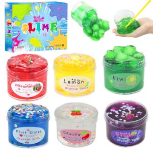 kayswang slime kit butter slime cloud slime diy kiwi cherry peachybbies slime butter slime kit for girls, education party favor gift and birthday, fluffy slime kit for boys slime kits, soft (6 colors)