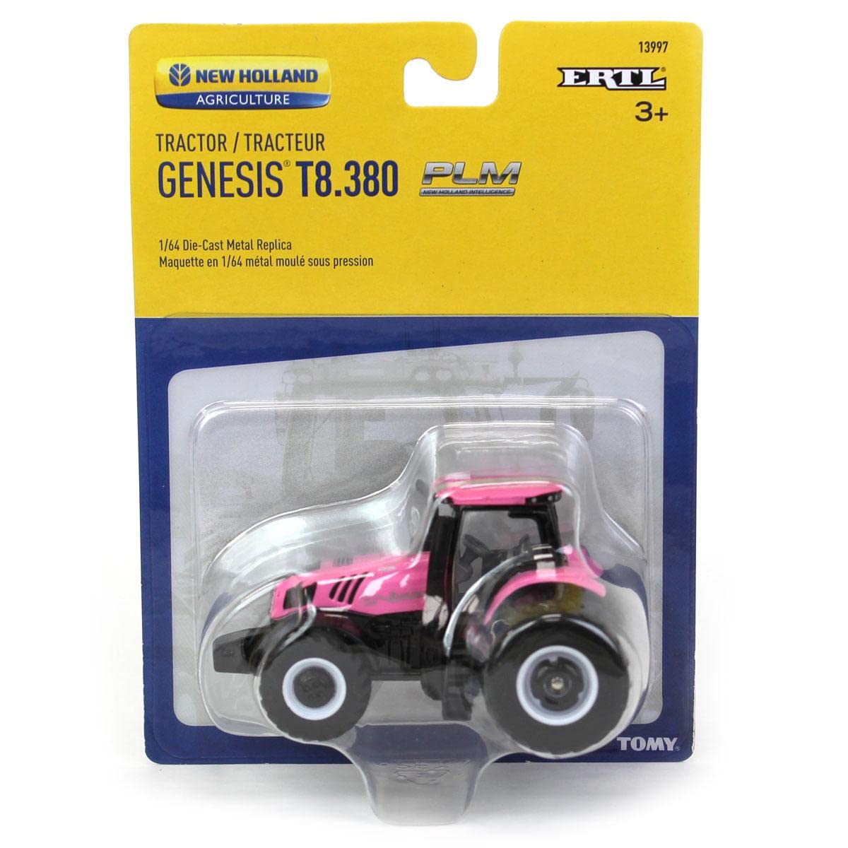 ERTL 1/64 Pink New Holland Genesis T8.380 Tractor with Rear Duals 13997