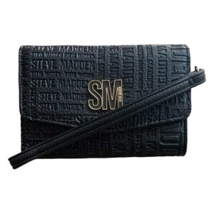 steve madden bbrett wallet wristlet (black)