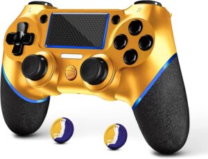 yellow blue wireless ps-4 controller, compatible with /ps4/slim/pro with dual-vibration for ps4…