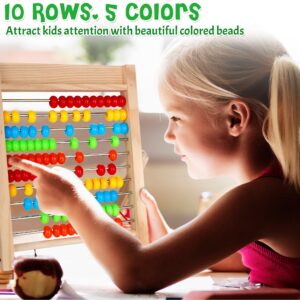 WOODMAM Wooden Abacus for Kids Math, Educational Counting Toy with Counting Sticks and Number Alphabet Cards, Preschool Learning Toys Gift for Boys Girls Age 3+ Years Old