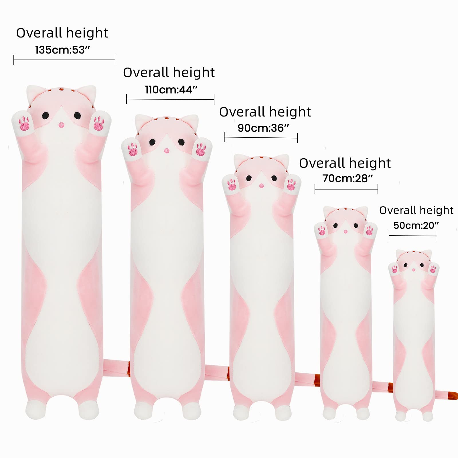 SEENEEY Long Plush Body Pillow,Cute Cat Stuffed Animals Soft Plushies,Cute Plush Cat Plush Animal,Stuffed Plush Doll Toy Gift for Kids Girlfriend.